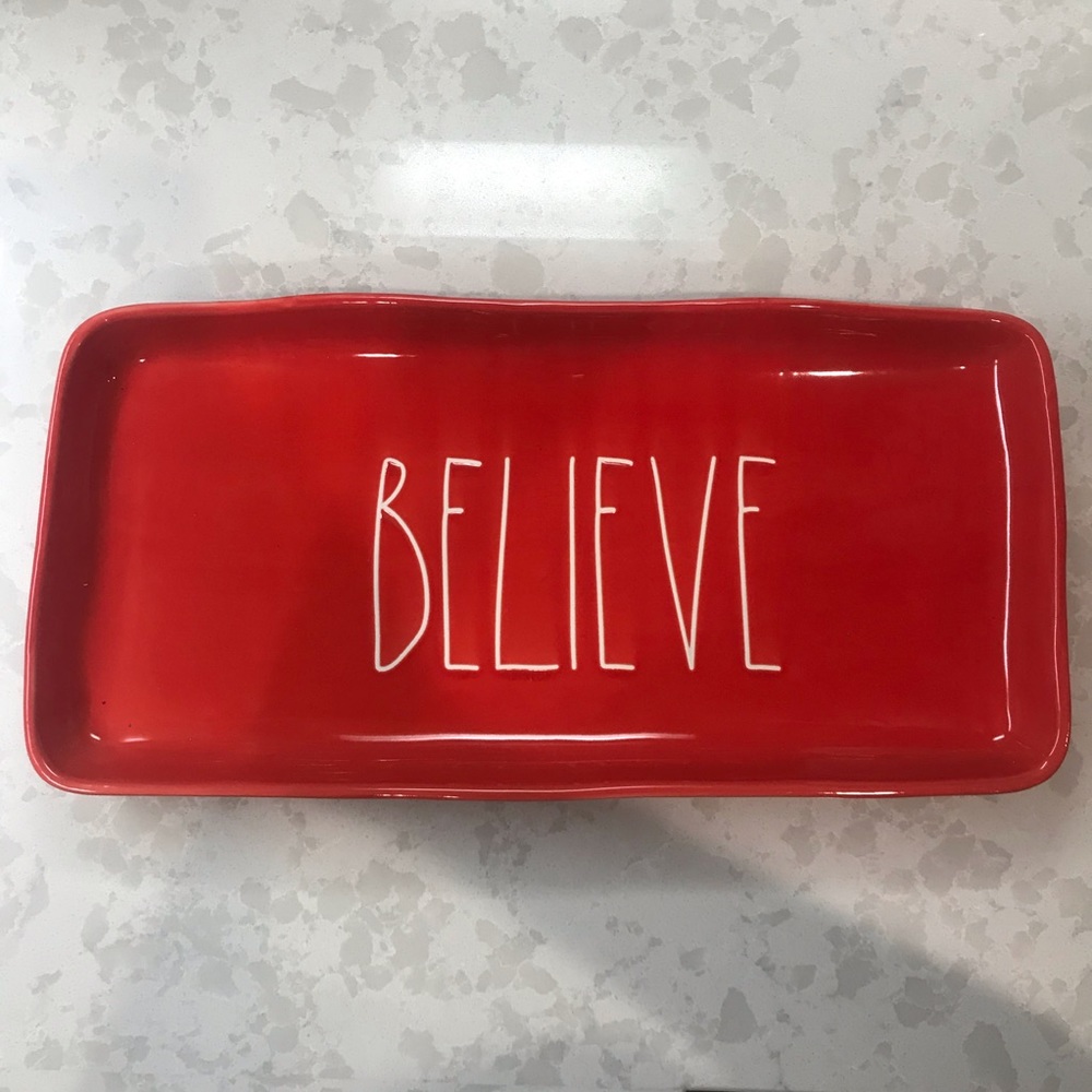 Rae Dunn Believe Red Platter - Gem